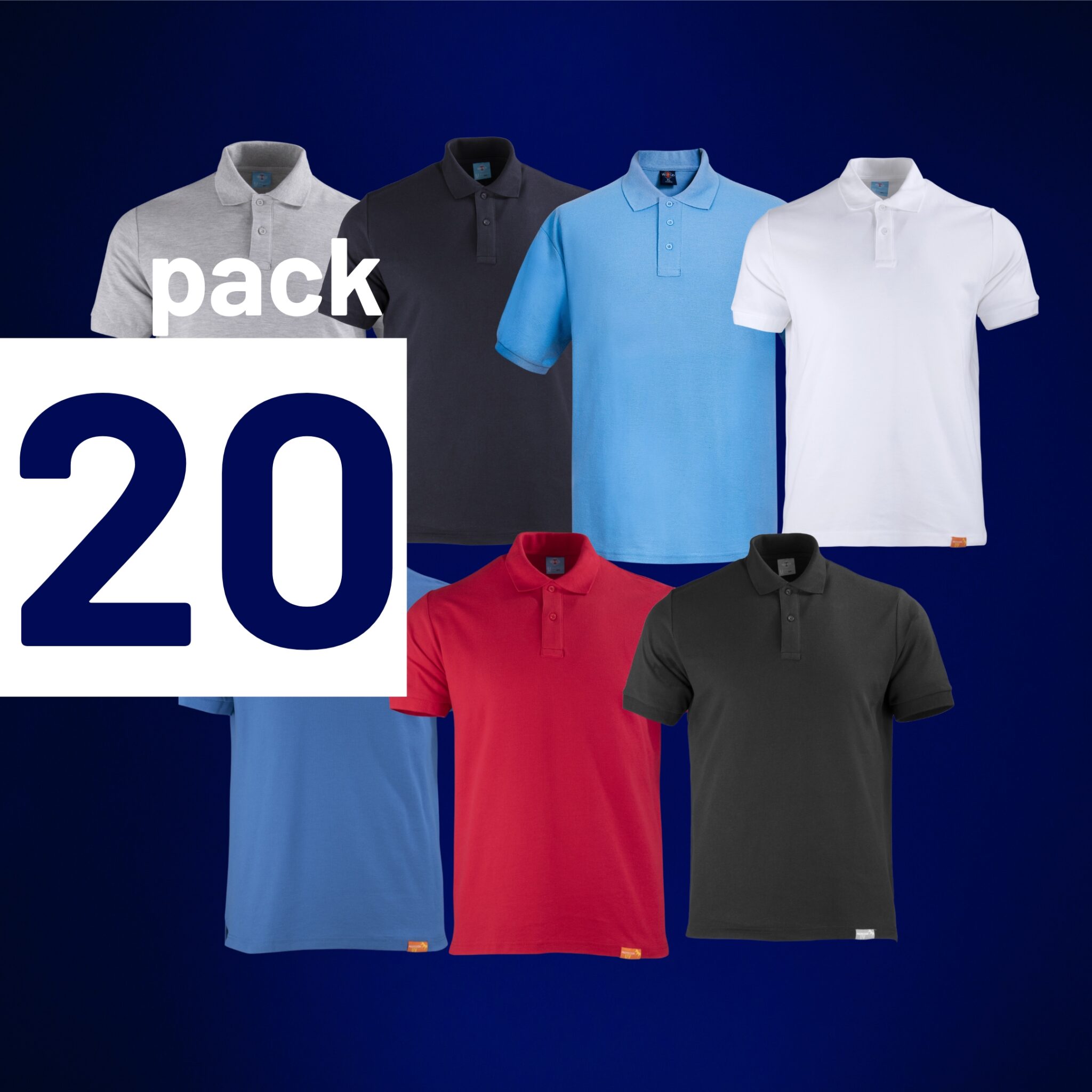 PACK 20 POLERAS PIQUE MANGA CORTA CON BORDADO – GIDI.CL